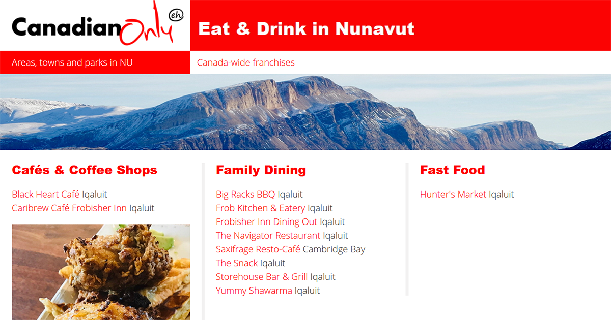 Restaurants in Nunavut | Places to eat in NU